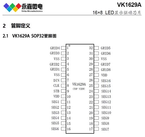 16seg×8grid抗干扰数显芯片高稳定led驱动数码屏驱动ic Vk1629a Sop32 哔哩哔哩