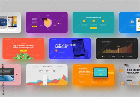Landscape App Ui Screen Mockup Set Stock Template Adobe Stock