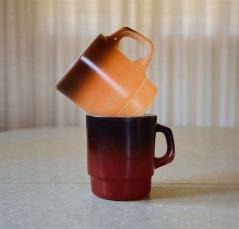 Pair Of Fire King Gradient Stackable Coffee Mugs Etsy Mugs Coffee Mugs Fire King