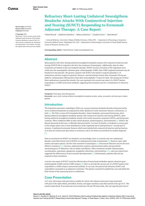 Pdf Refractory Short Lasting Unilateral Neuralorm Headache Attacks With Conjunctival