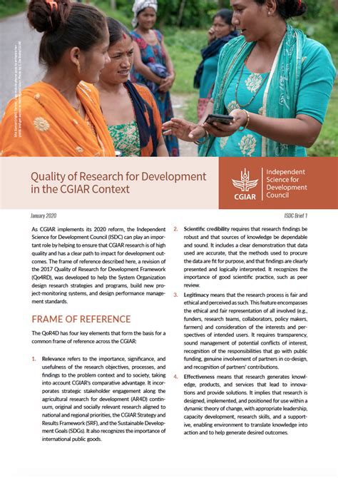 Quality Of Research For Development In The Cgiar Context Iaes Cgiar Independent Advisory And