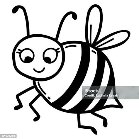 귀여운 꿀벌 날개 달린 줄무늬 곤충 말벌 선형 손 그리기 벡터 일러스트레이션 디자인 장식 장식 및 인쇄를위한 캐릭터 Sketch Comedy에 대한 스톡 벡터 아트 및 기타