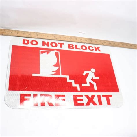 Do Not Block Fire Exit Sign Reflective Metal 18 X 12 £1859 Picclick Uk