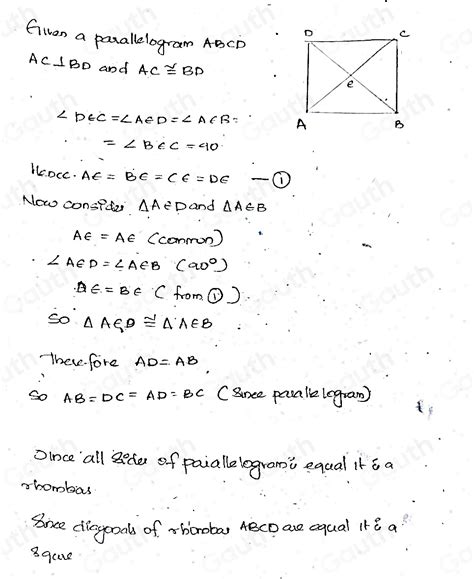 Solved Given ABCD Is A Parallelogram Overline AC Overline BD And Overline AC Overline BD