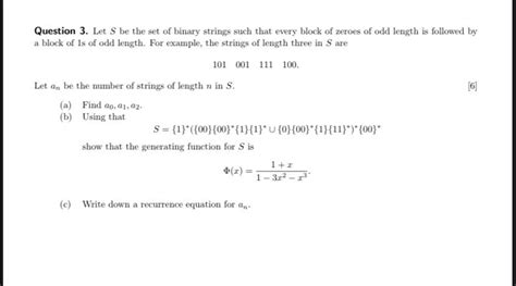 Solved Question 3 Let S Be The Set Of Binary Strings Such