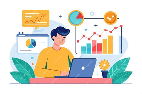 A Man Is Sitting In Front Of A Laptop Computer Focusing On Analyzing Data Input In A Simple And