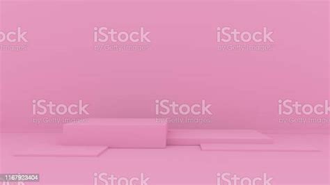 3d 추상 배경 렌더링 제품 디스플레이를 위한 분홍색 플랫폼 인테리어 연단 장소 디자인을위한 빈 장식 템플릿입니다 3차원 형태에