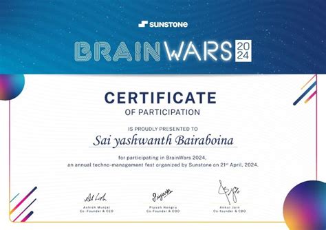 Sai Yashwanth Bairaboina On Linkedin Sunstone Brainwars