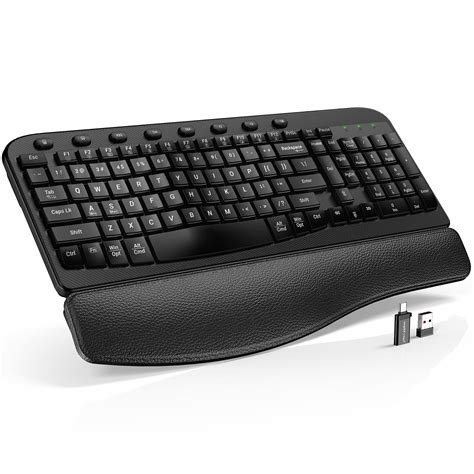 Sablute Wireless Keyboard Ergonomic Wave Keys Cushioned Wrist Rest Comfortable Natural
