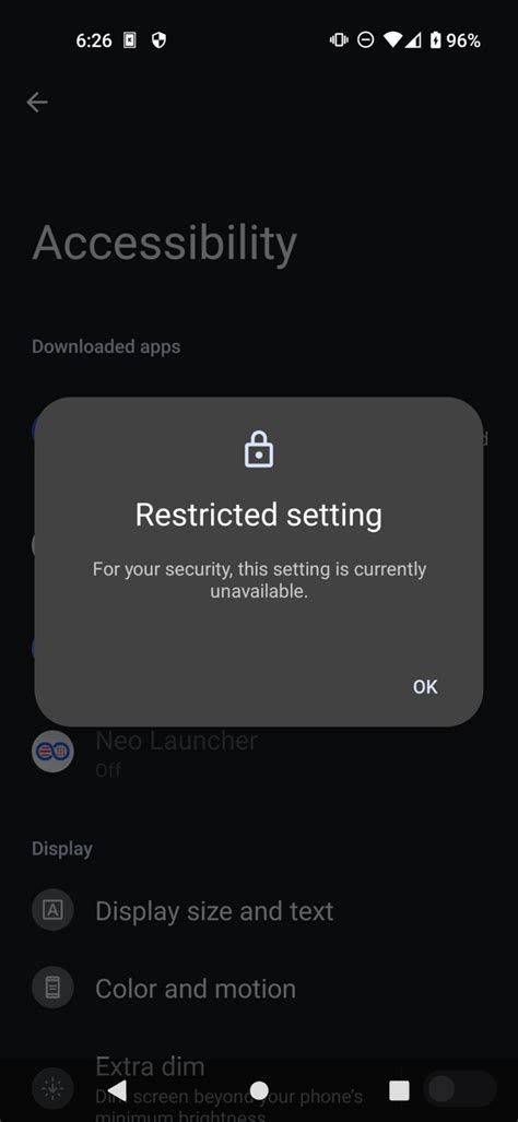 Restricted Setting Trying To Setup Neo Launcher Needs Accessibility