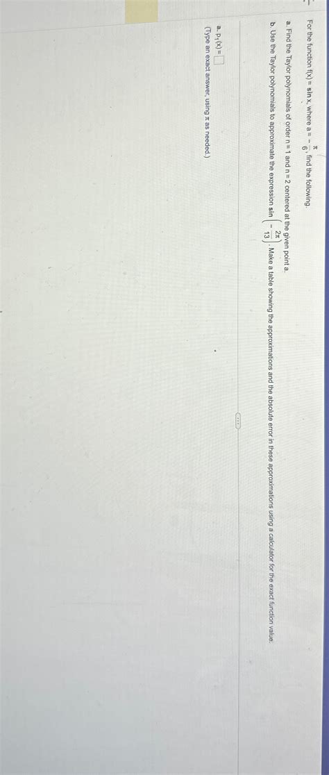 solved for the function f x sinx ﻿where a π6 ﻿find the