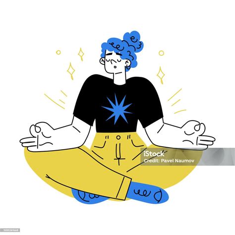 요가 포즈를 취하며 명상하는 여성 캐릭터와 함께 자기 성장은 개인 개발 및 개선 벡터 일러스트레이션에 종사한다 요가에 대한 스톡