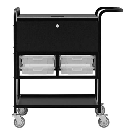 Luxor 38 14 X 17 14 X 41 34 2 Shelf File Cart With Locking Cabinet And 4 Storage Bins Ucws003