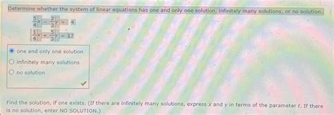 Solved Determine Whether The System Of Linear Equations Has