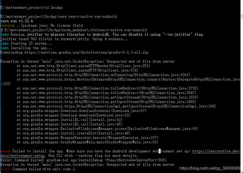 react native环境搭建及基本使用初体验（填坑日志） reactnative 启动 unexpected end of file