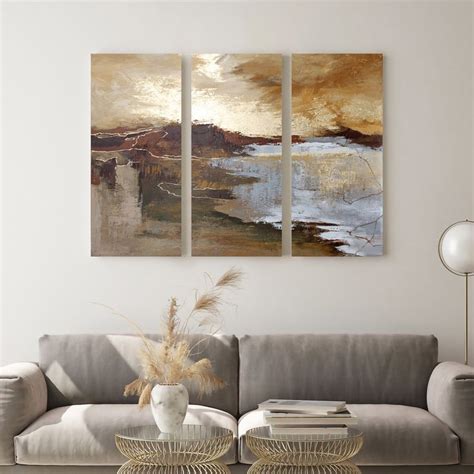 Triptych Wall Art Abstract Abstract Landscape Tryptich Rust Abstract