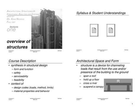 Overview Of Structure Architecture Structures Lecture Slides Arch