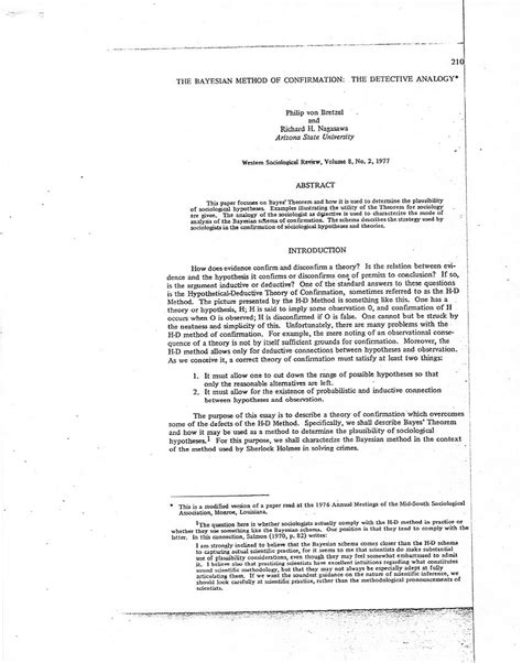 Pdf The Bayesian Method Of Confirmation The Detective Analogy