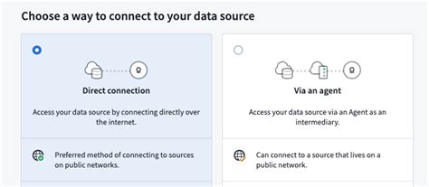 data connection direct connections agents and agent proxies set