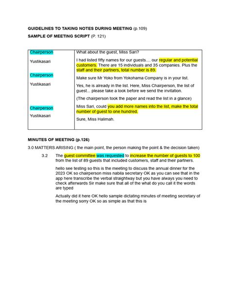 W10 Guidelines To Taking Notes During Meeting Pdf
