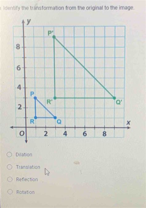 Solved Identify The Transformation From The Original To The Image Dilation Translation