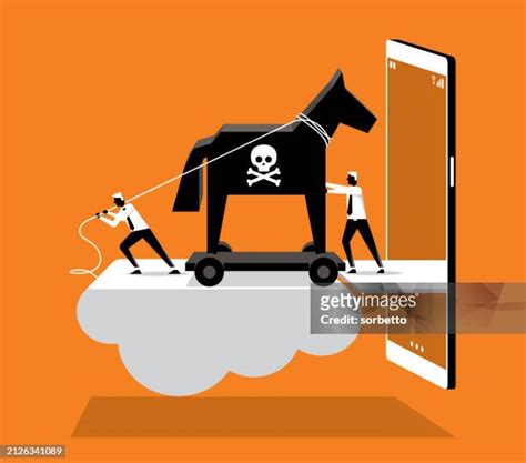 Trojan Virus Network Security Cloud Computing High Res Vector Graphic