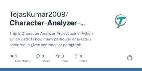 Github Tejaskumar2009character Analyzer Python This Is Character Analyzer Project Using