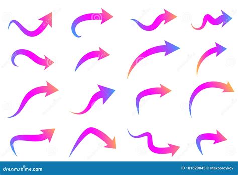 Set Of Isolated Multicolored Gradient Arrows Stock Vector