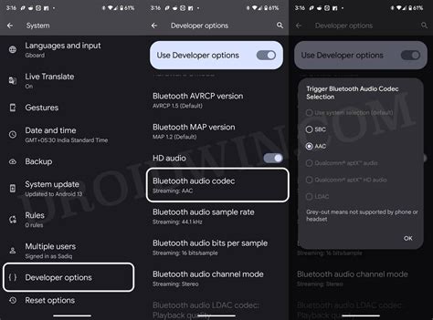 assign different codecs to different bluetooth devices on android