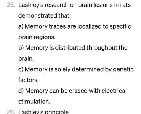 solved lashley s research on brain lesions in rats