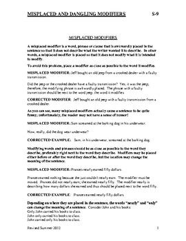 Lesson Plan Misplaced Modifiers By English Teaching Lesson Plans Grades 7 12