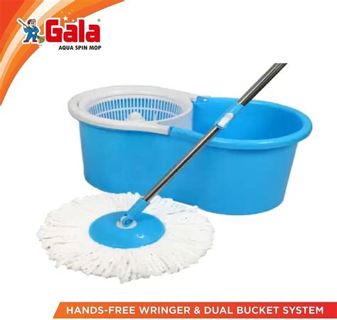 Gala Spin Mop Big Bucket With 2 Microfiber Refill Mop Set Blue Mop