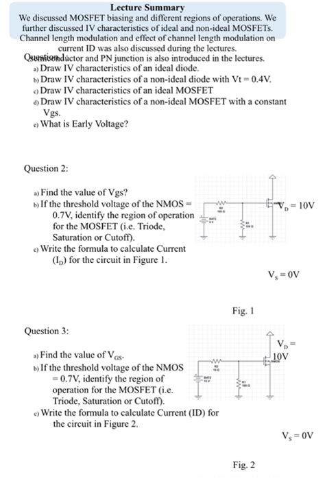 Solved Lecture Summary We Discussed Mosfet Biasing And