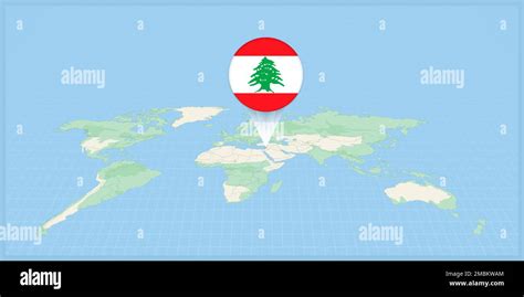 location of lebanon on the world map marked with lebanon flag pin