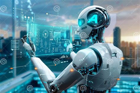 Robot Analyzing Data With Ai Interface Illustrating The Role Of Artificial Intelligence In