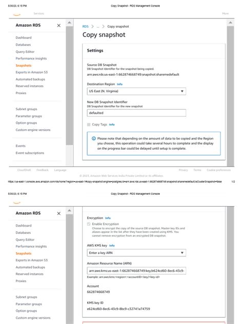 Copy Snapshot Rds Management Console Pdf Data Management Software