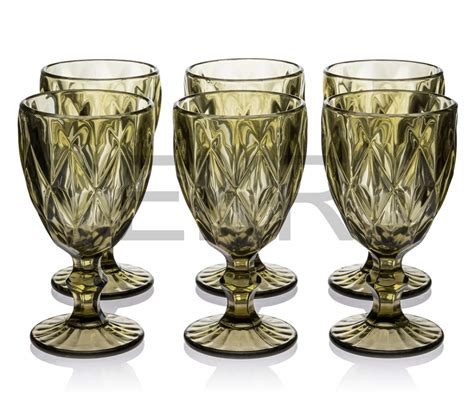 Бокал для вина з кольорового скла 6 шт Glassware 320 мл Смарагдовий Ek10820 фото відгуки