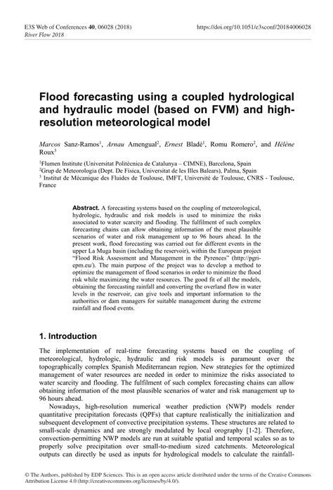 Pdf Flood Forecasting Using A Coupled Hydrological And Hydraulic