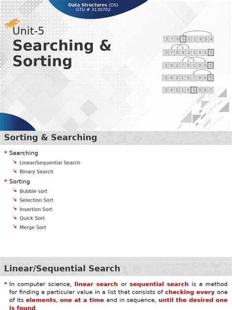 Ds Unit 5 Sorting And Searching Pdf Applied Mathematics Computer Programming