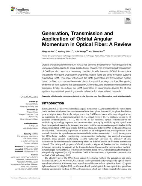 Pdf Generation Transmission And Application Of Orbital Angular