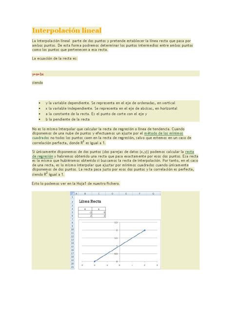 Interpolación Lineal Excel Pdf Regresión Lineal Línea Geometría