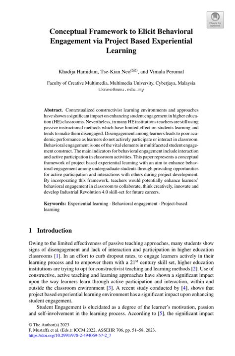 pdf conceptual framework to elicit behavioral engagement via project
