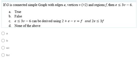 Solved If G Is Connected Simple Graph With Edges E Vertices Chegg