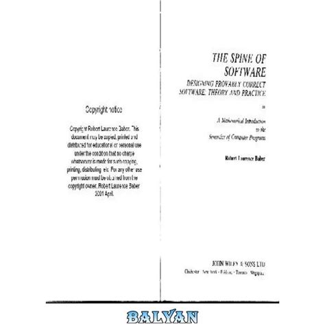 خرید و قیمت دانلود کتاب The Spine Of Software Designing Provably Correct Software Theory And