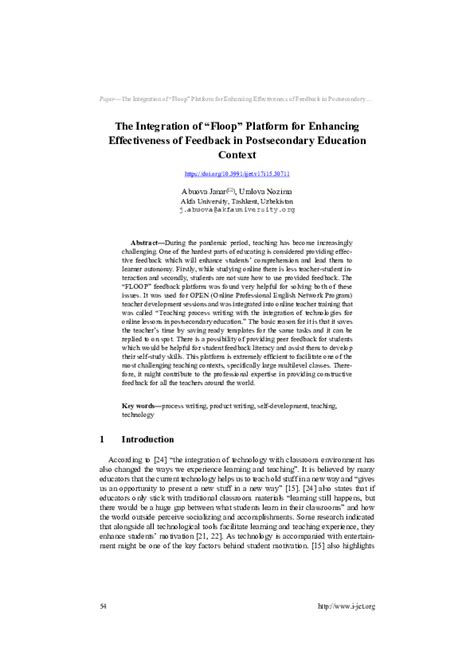 Pdf The Integration Of The Floop Platform For Enhancing The Effectiveness Of Feedback In The