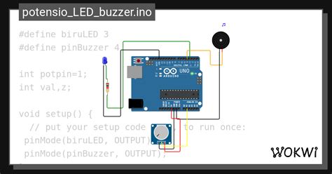 Potensio LED Buzzer Ino Wokwi ESP STM Arduino Simulator