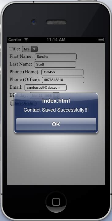 phonegap contacts storing phonegap tutorial by wideskills
