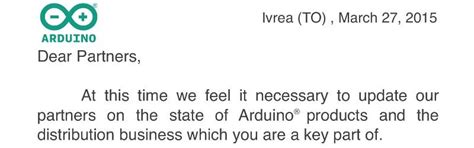 Arduino Dispute Continues With This Letter To Distributors Rarduino