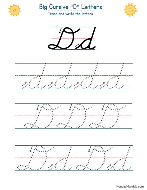 Cursive D Worksheets Free Letter Writing Printables