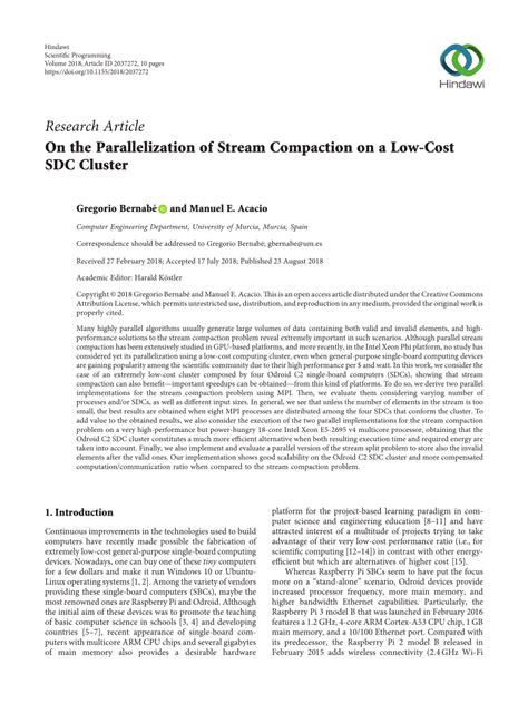 pdf on the parallelization of stream compaction on a low cost sdc cluster